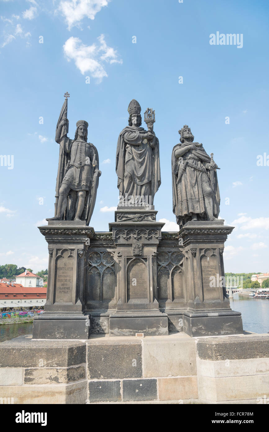 Sculptural group depicting St. Norbert, St. Wenceslas and St. Sigismund ...
