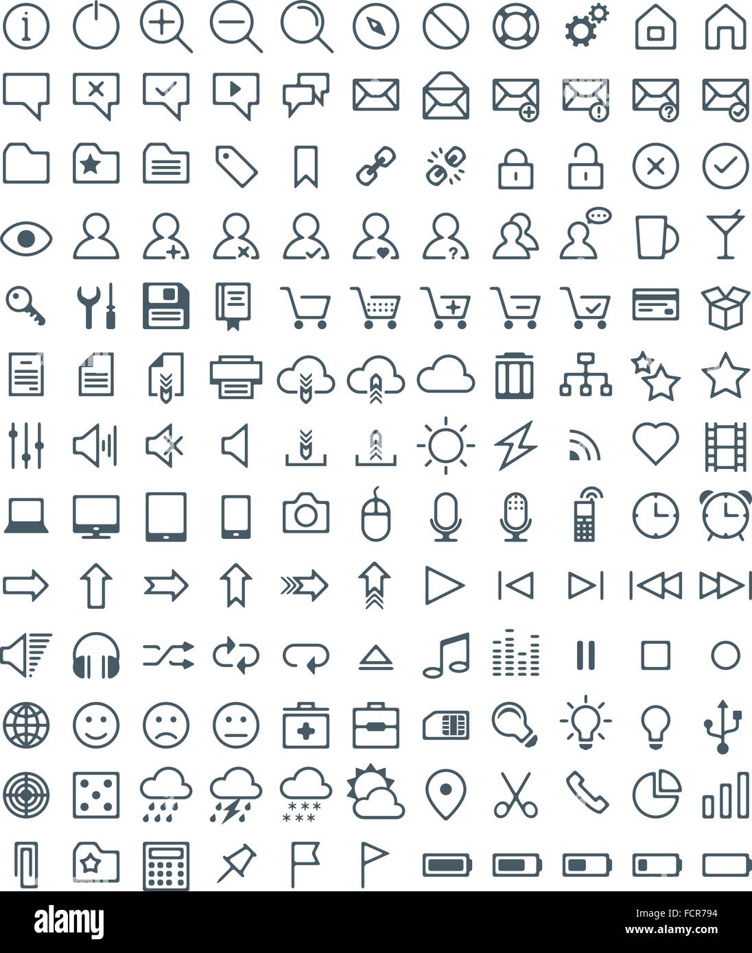 Set of Simple Vector Line Icons. Electronic Devices, Multimedia ...