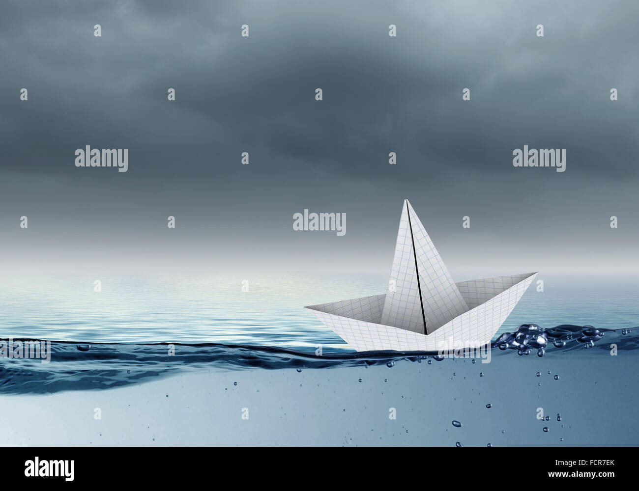 Paper ship floating on water on waves Stock Photo - Alamy