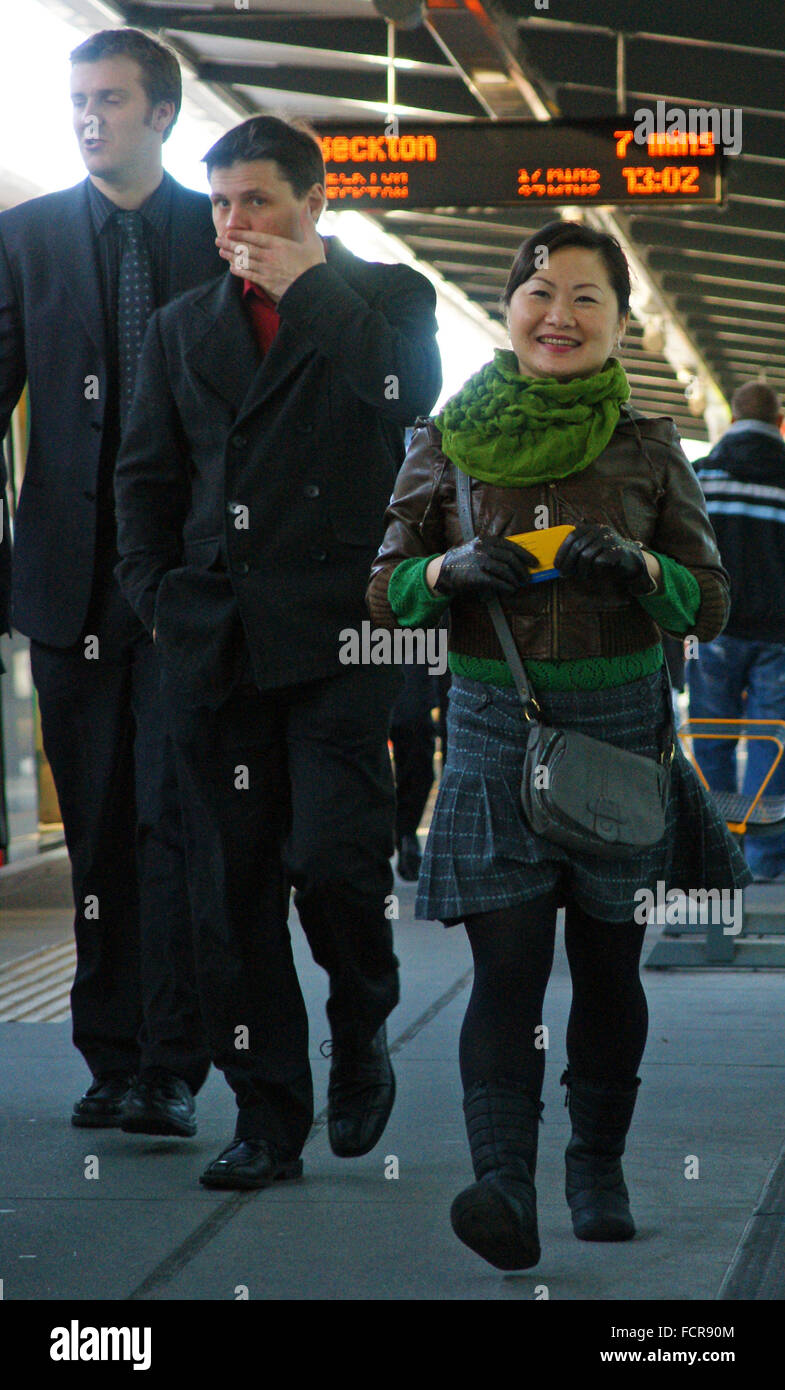 Smiling commuter in London Stock Photo - Alamy