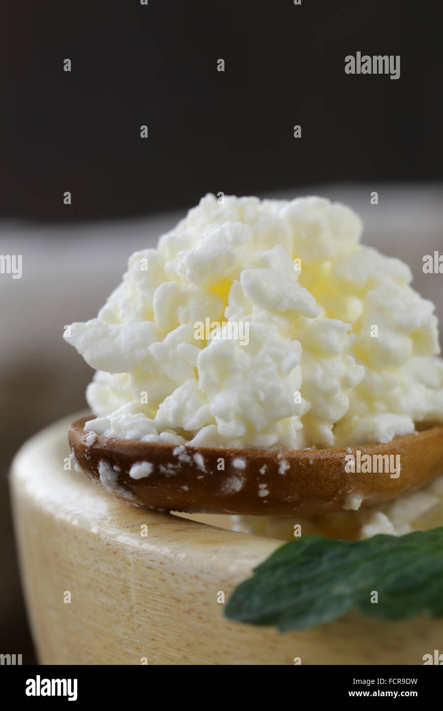 natural organic cottage cheese for healthy breakfast Stock Photo - Alamy