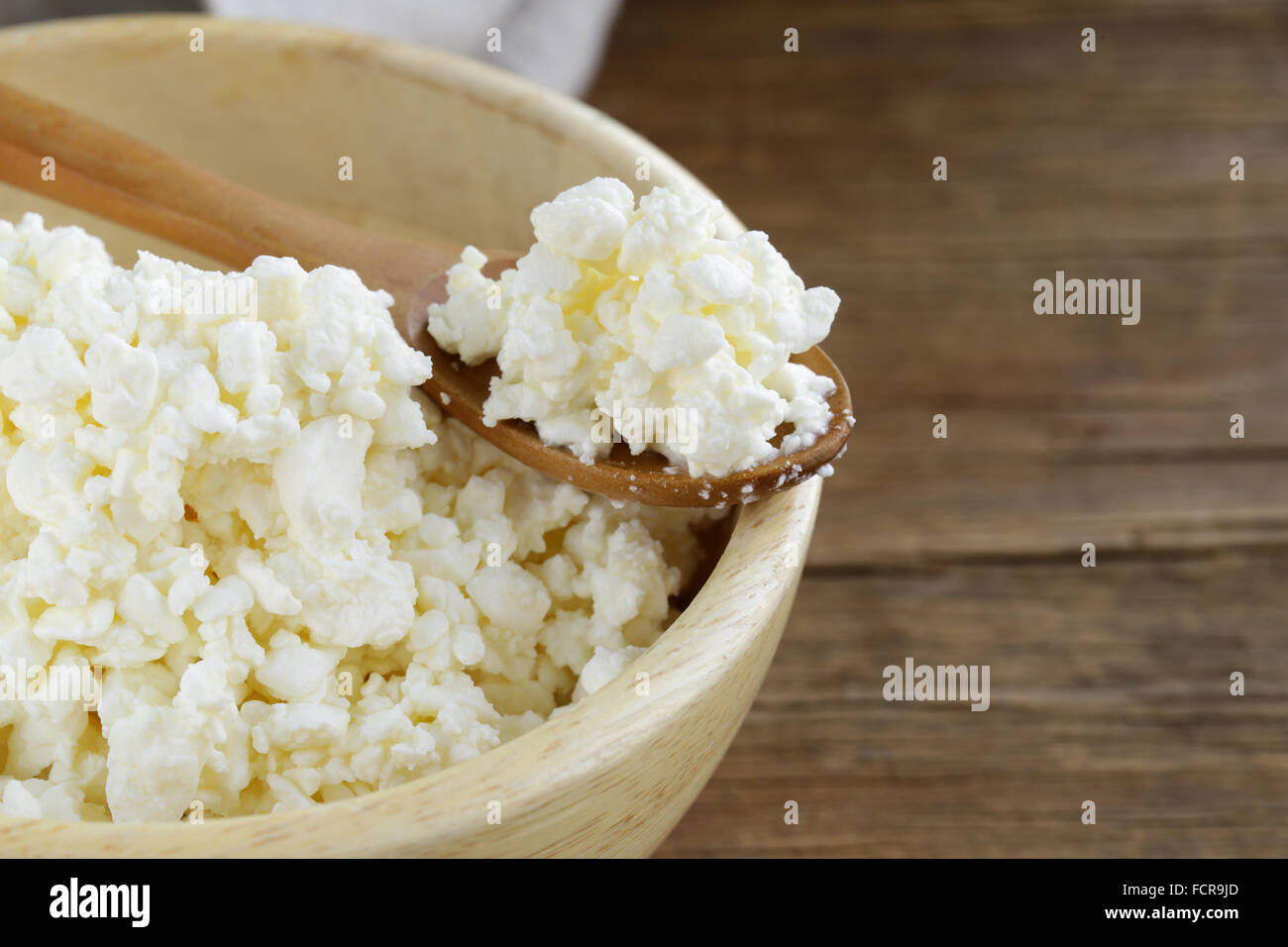 natural organic cottage cheese for healthy breakfast Stock Photo - Alamy
