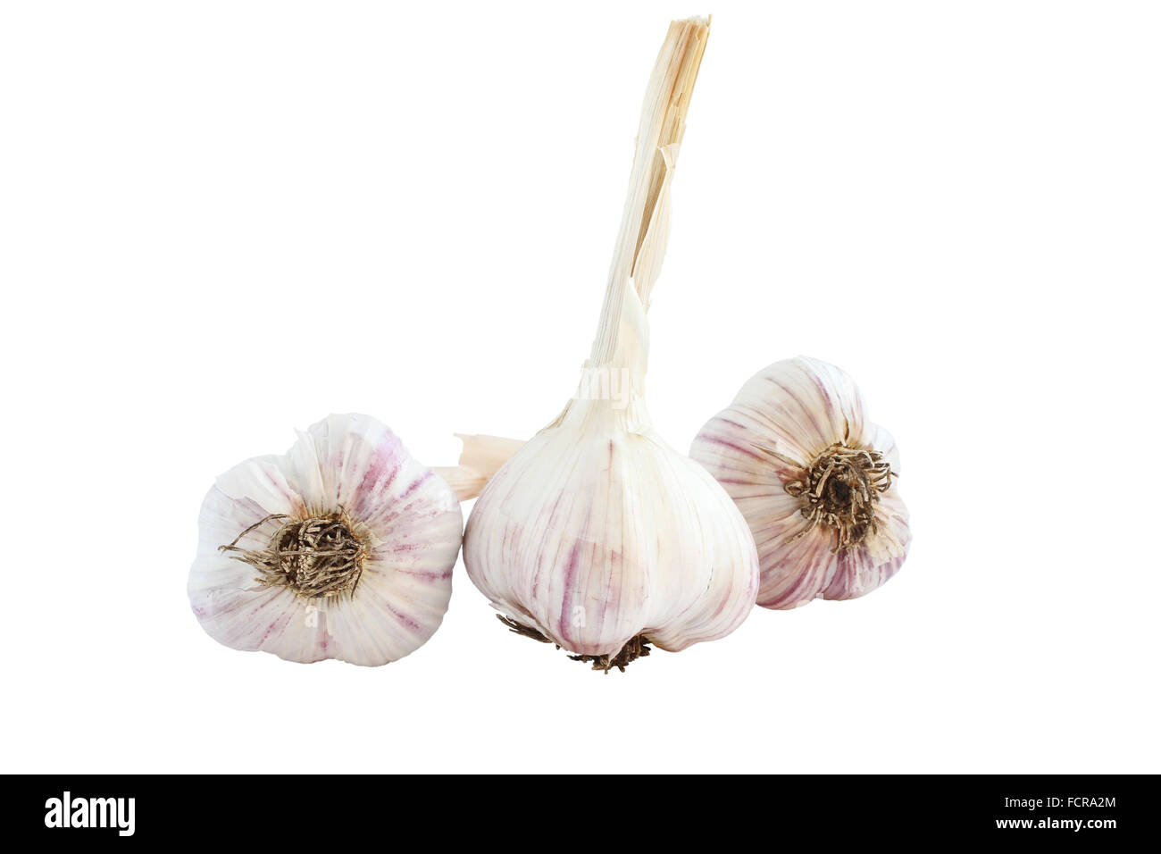 Three big garlic heads isolated on white background Stock Photo - Alamy