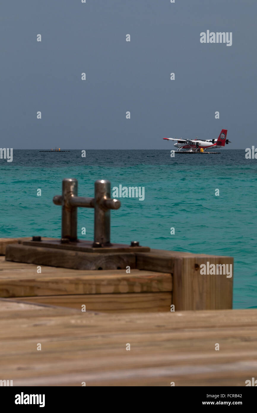 Waiting for our Seaplane Transfer from the Jetty in the middle of the ...