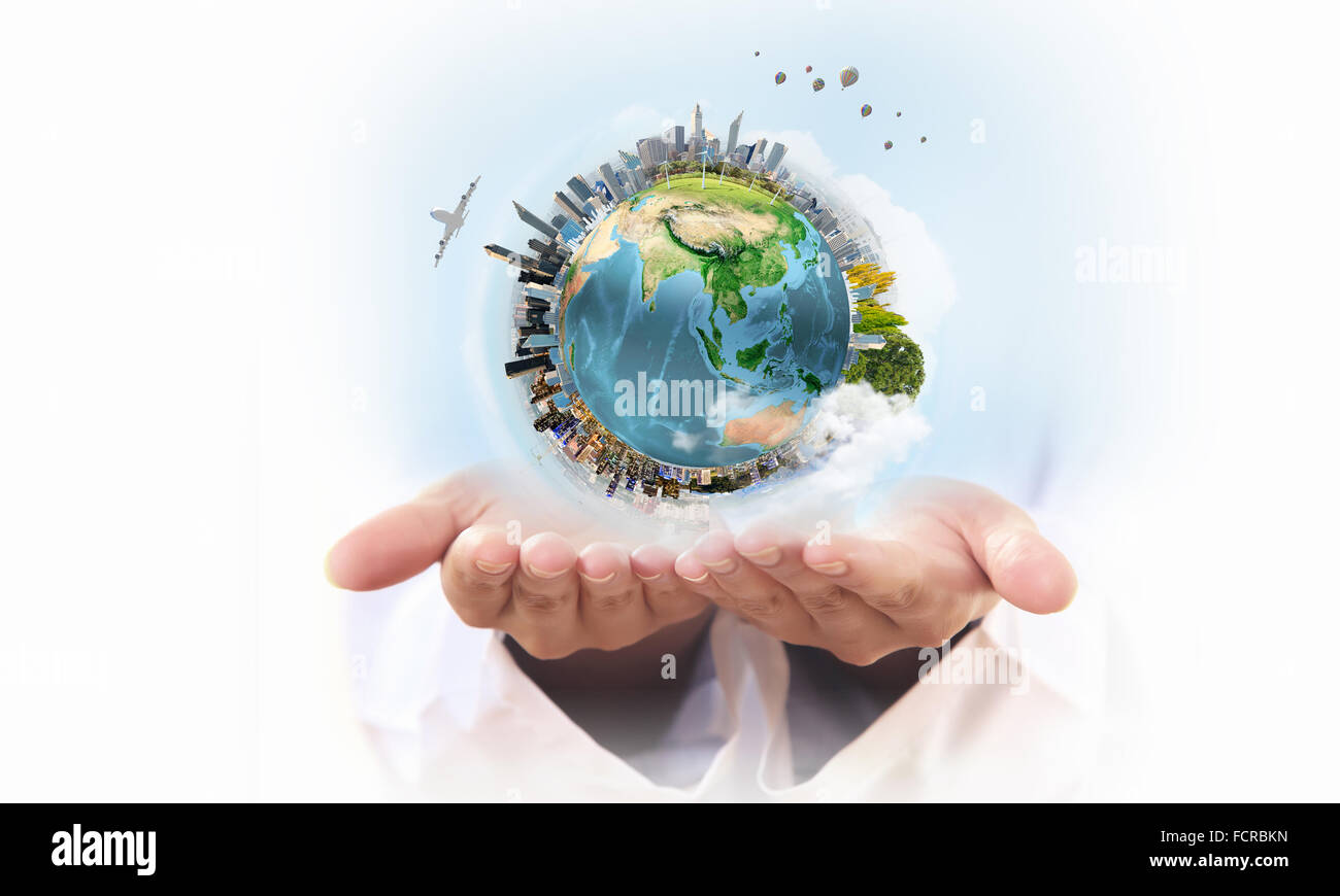 Close up of human hands holding Earth planet. Elements of this image ...