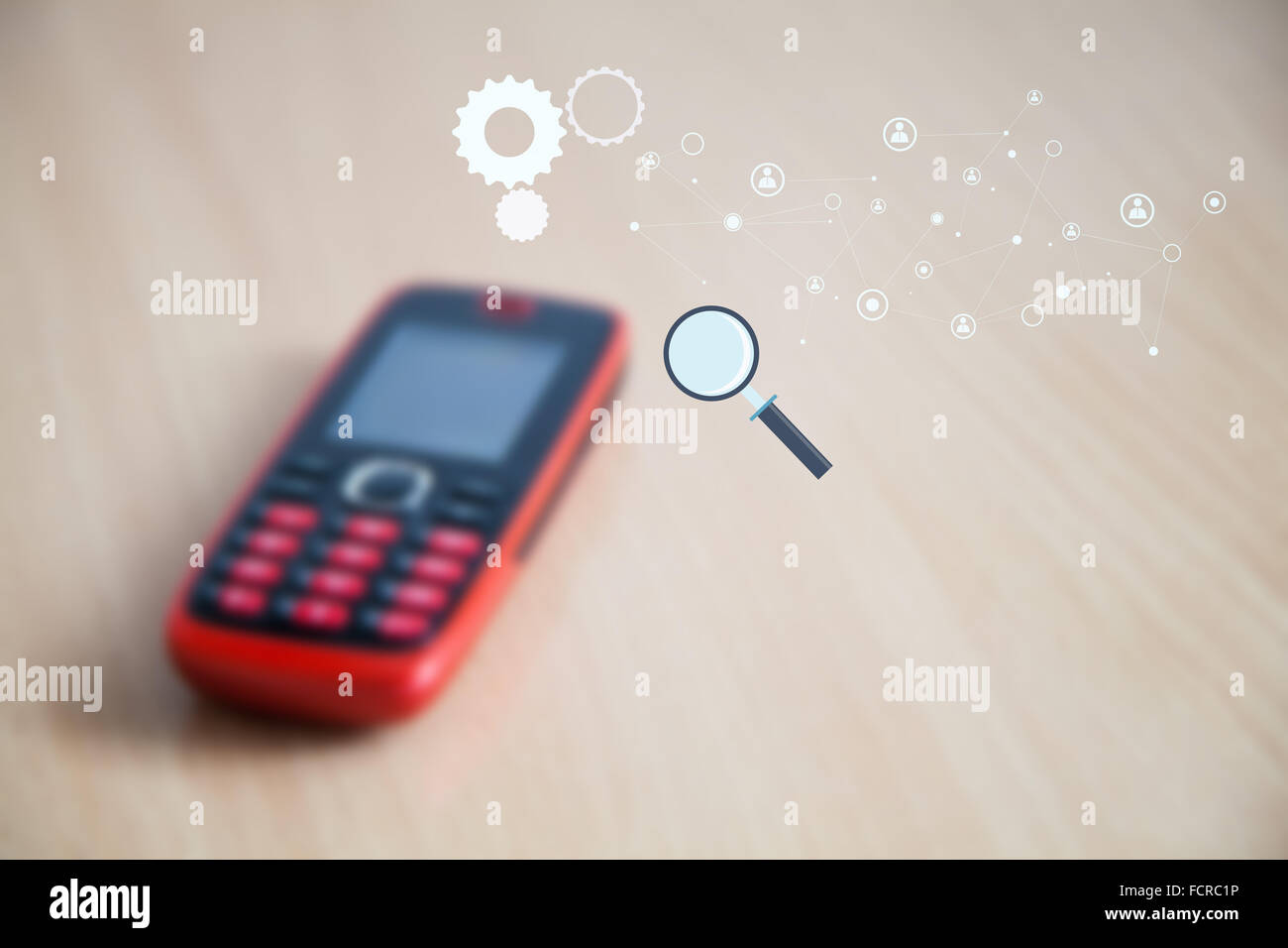 Blurred mobile phone on wooden surface Stock Photo - Alamy