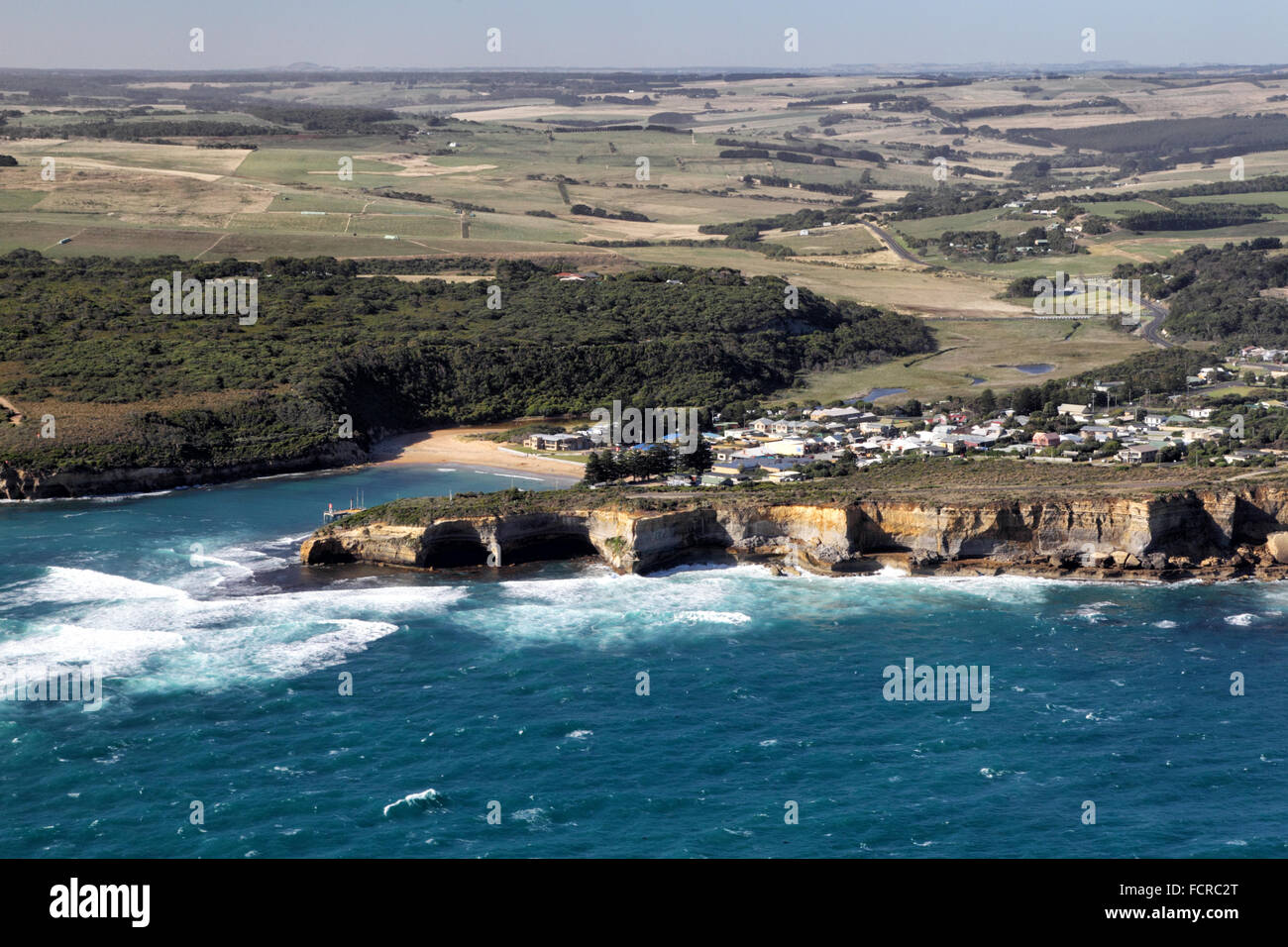 Aerial view of Port Campbell at the Great Ocean Road in the Port ...