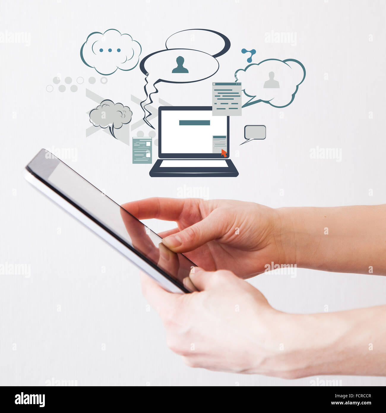 Tablet and female hands Stock Photo - Alamy