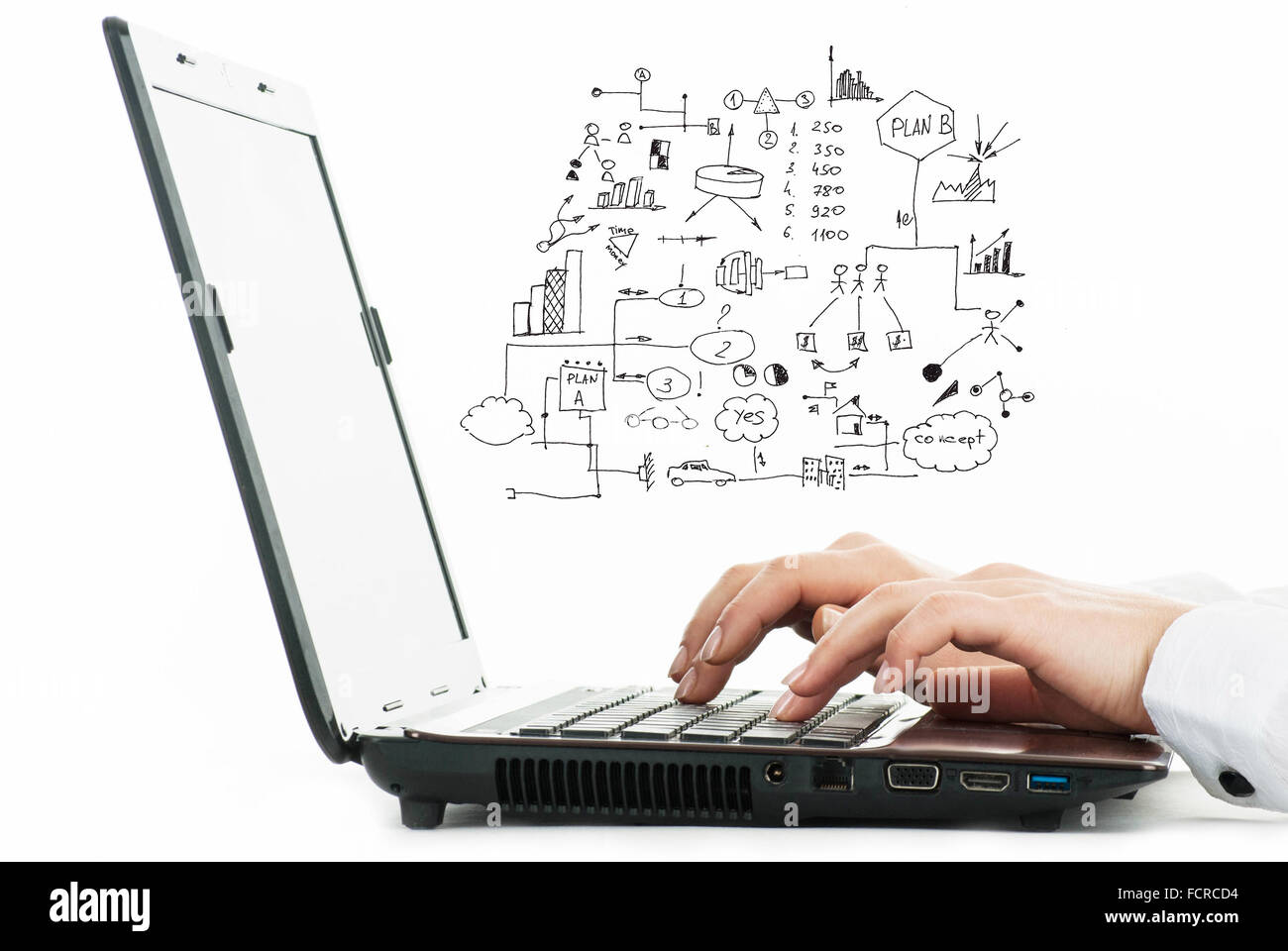 Hands keyboard screen Cut Out Stock Images & Pictures - Alamy