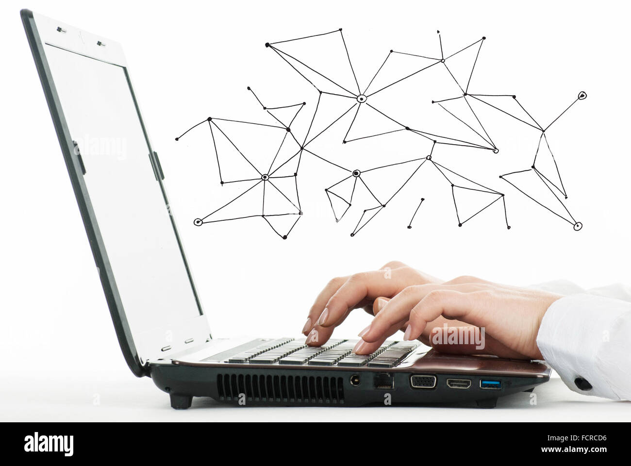 Computer keyboard and hands Stock Photo - Alamy