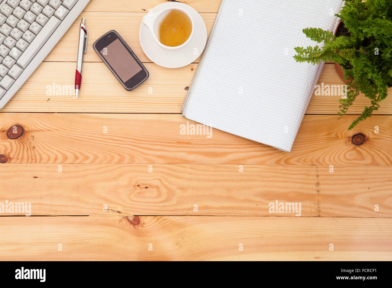 Business workplace with office items Stock Photo - Alamy