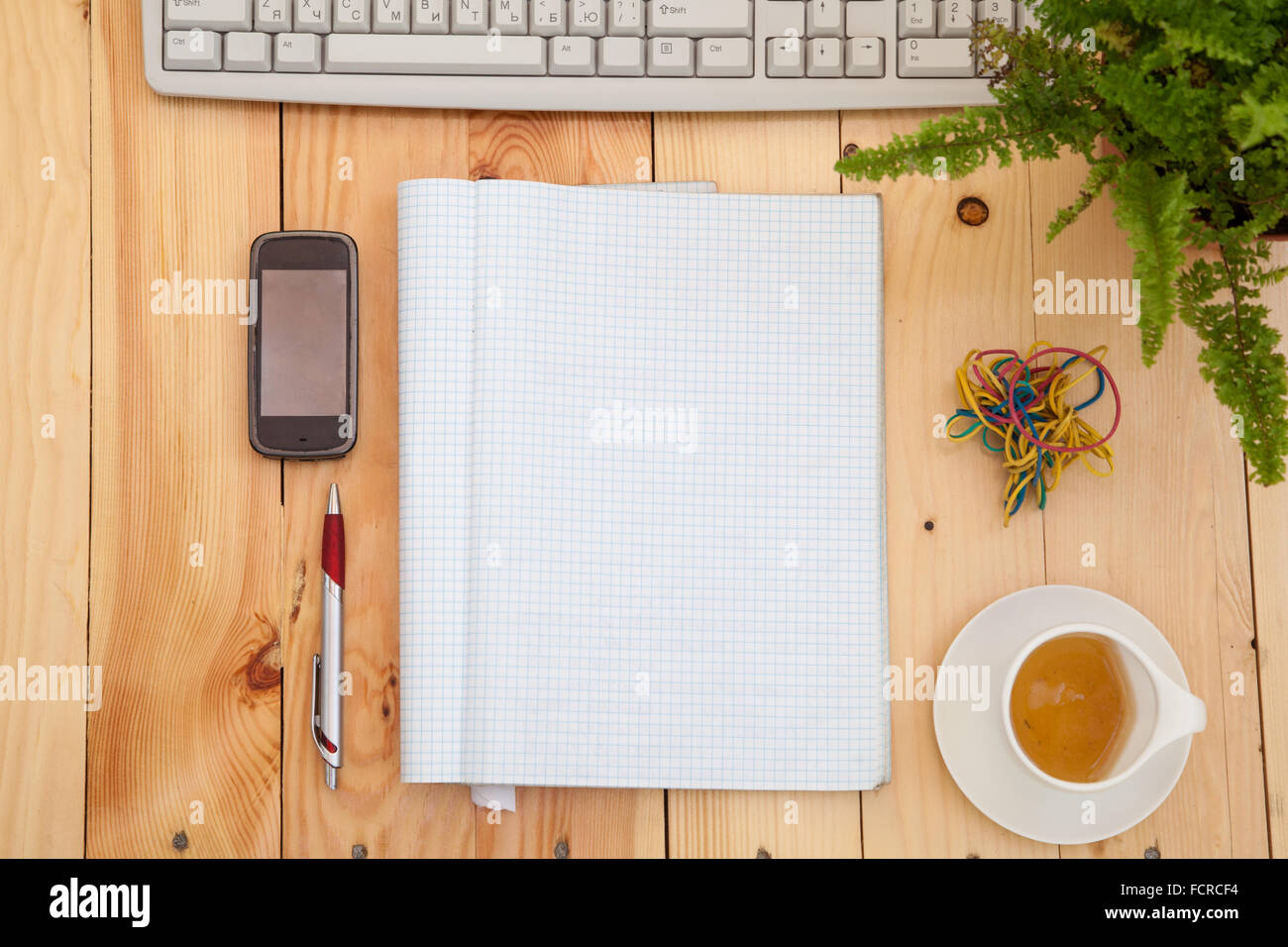 Business workplace with office items Stock Photo - Alamy