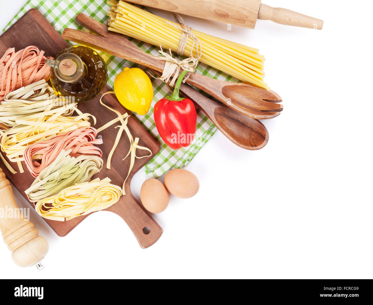 Cooking utensils and ingredients. Isolated on white background Stock ...
