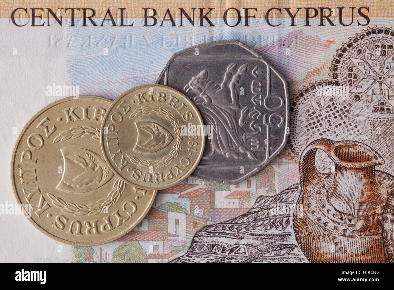 Different banknote and coins of Pound of Cyprus Stock Photo - Alamy