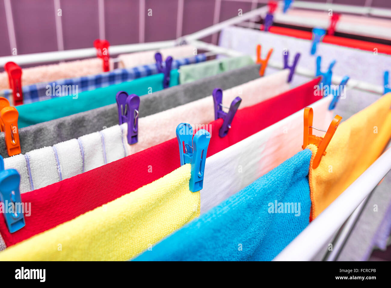 Drying clothes at home Stock Photo - Alamy