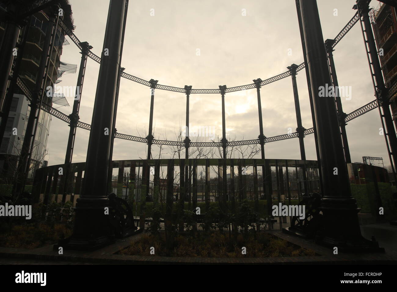 Gasholder Park, Kings Cross, London Stock Photo - Alamy