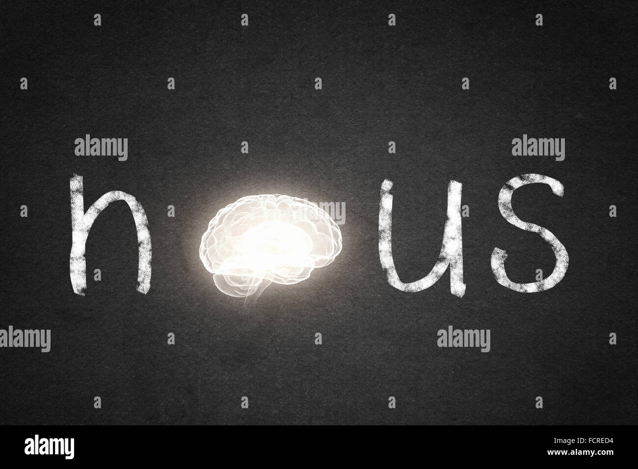 Word nous with brain instead of letter O Stock Photo - Alamy