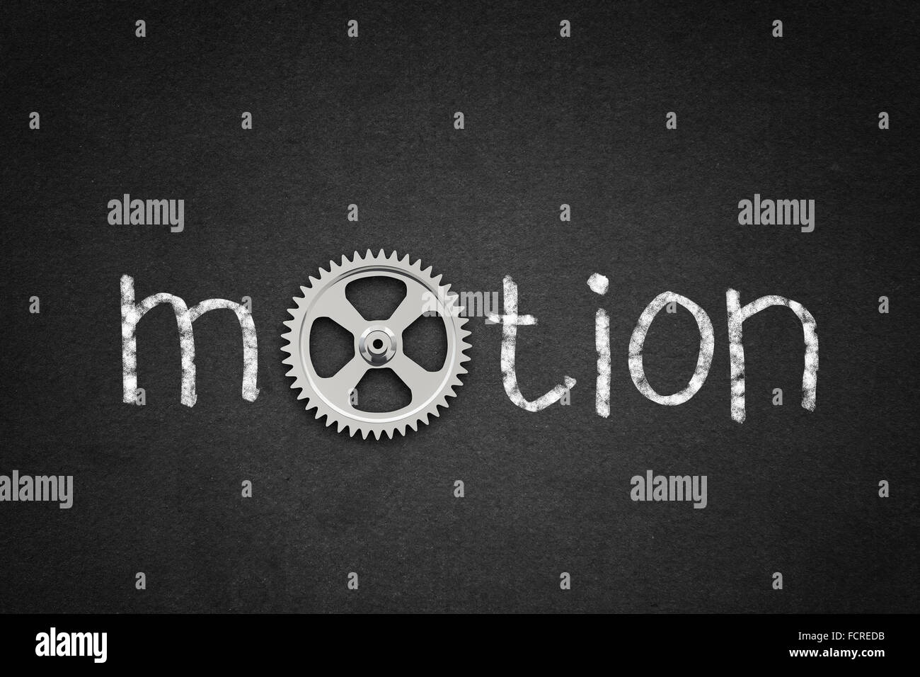 Word motion with gear instead of letter O Stock Photo - Alamy