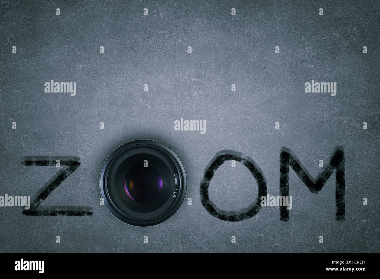 Word zoom with camera zoom instead of letter O Stock Photo - Alamy