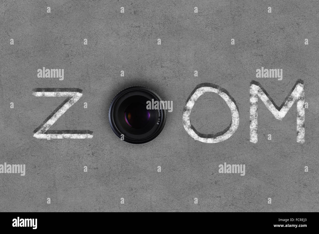 Word zoom with camera zoom instead of letter O Stock Photo - Alamy