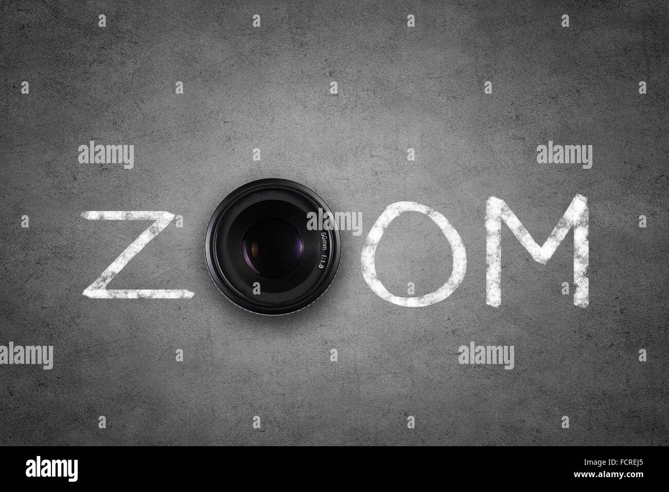 Word zoom with camera zoom instead of letter O Stock Photo - Alamy