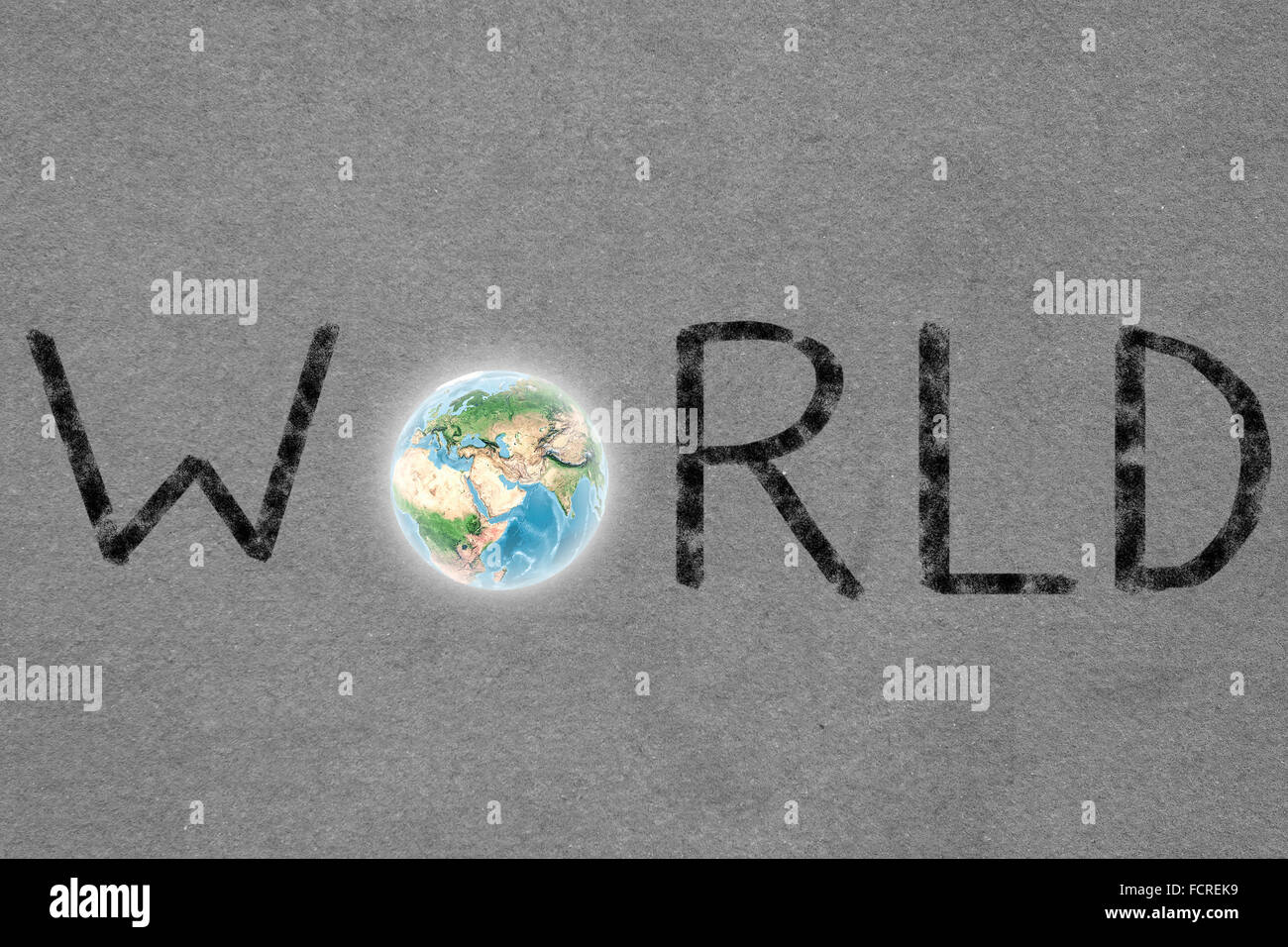 Word world with Earth planet instead of letter O. Elements of this ...