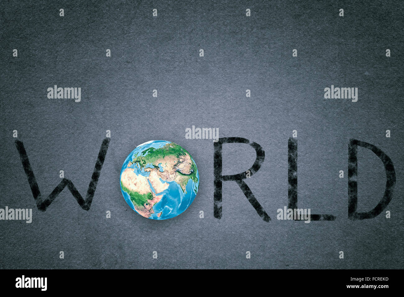 Word world with Earth planet instead of letter O. Elements of this ...