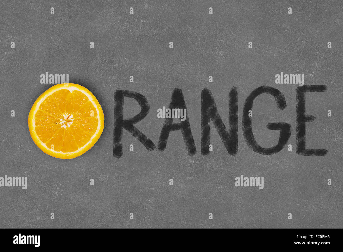 Word orange with slice of orange fruit instead of letter O Stock Photo ...