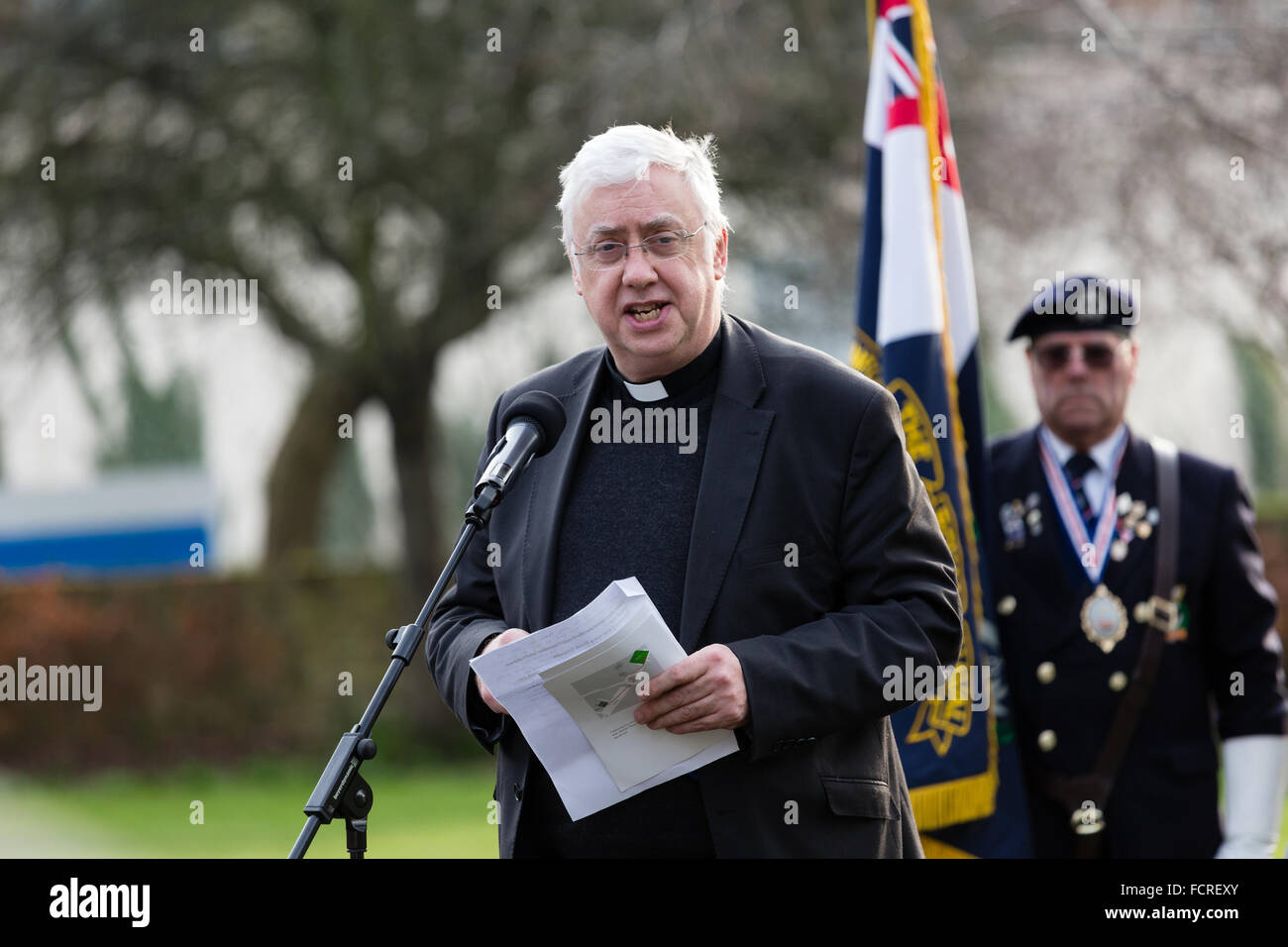 Romford, Essex, UK. 24th Jan 2016. Reverend Mike Power from St Edward ...