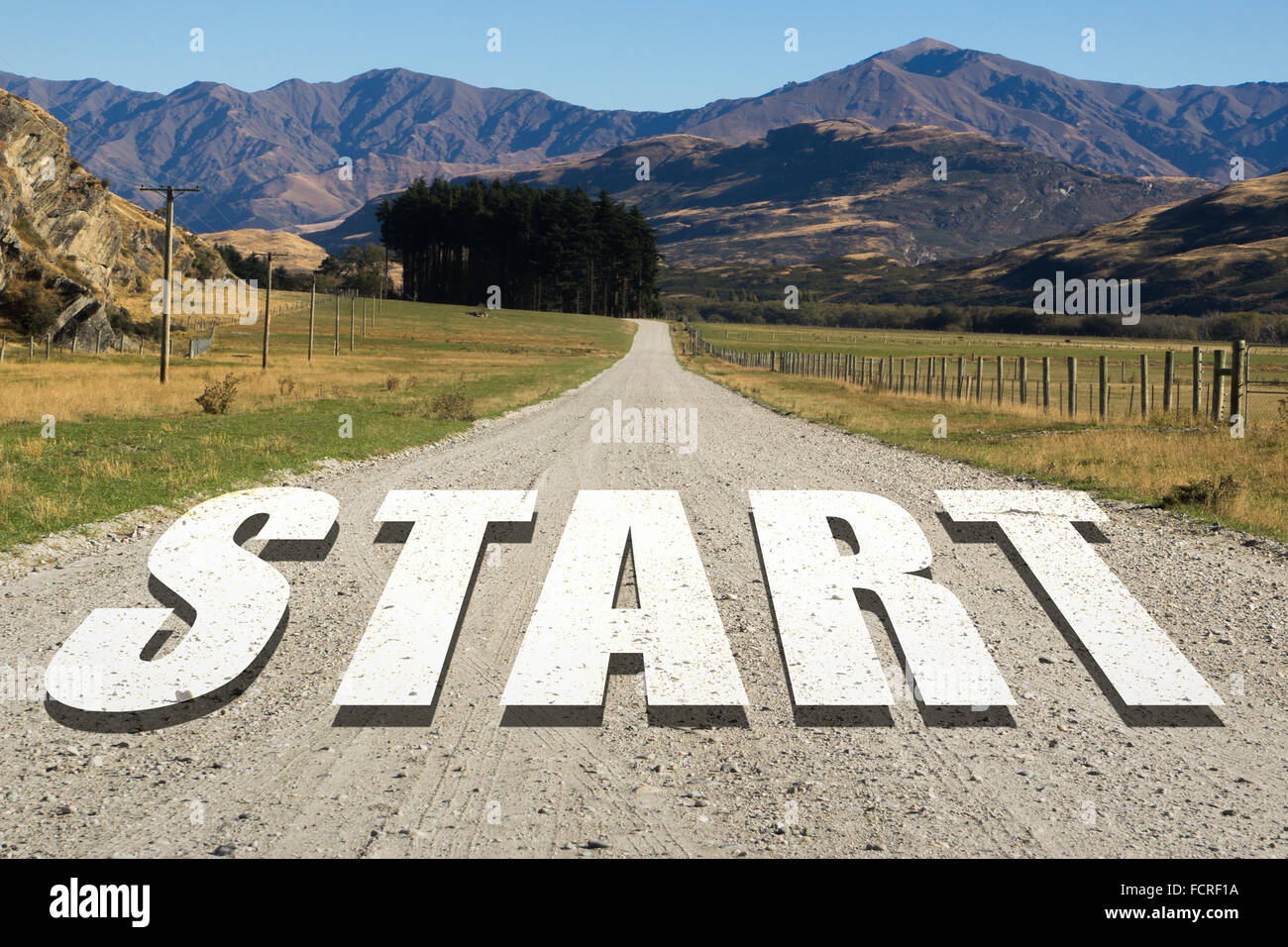 Start word as motivation writen on asphalt road Stock Photo - Alamy