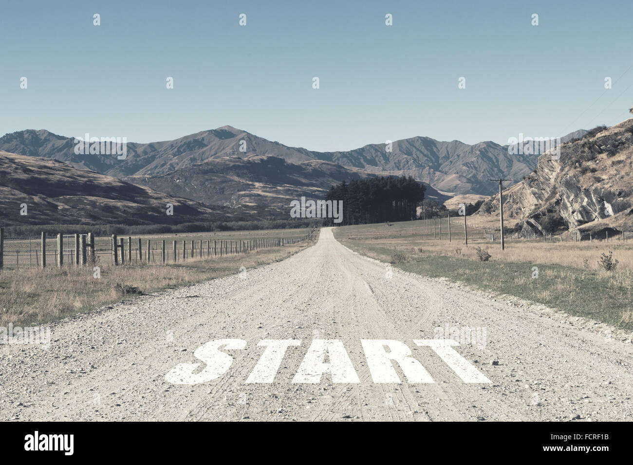 Start word as motivation writen on asphalt road Stock Photo - Alamy