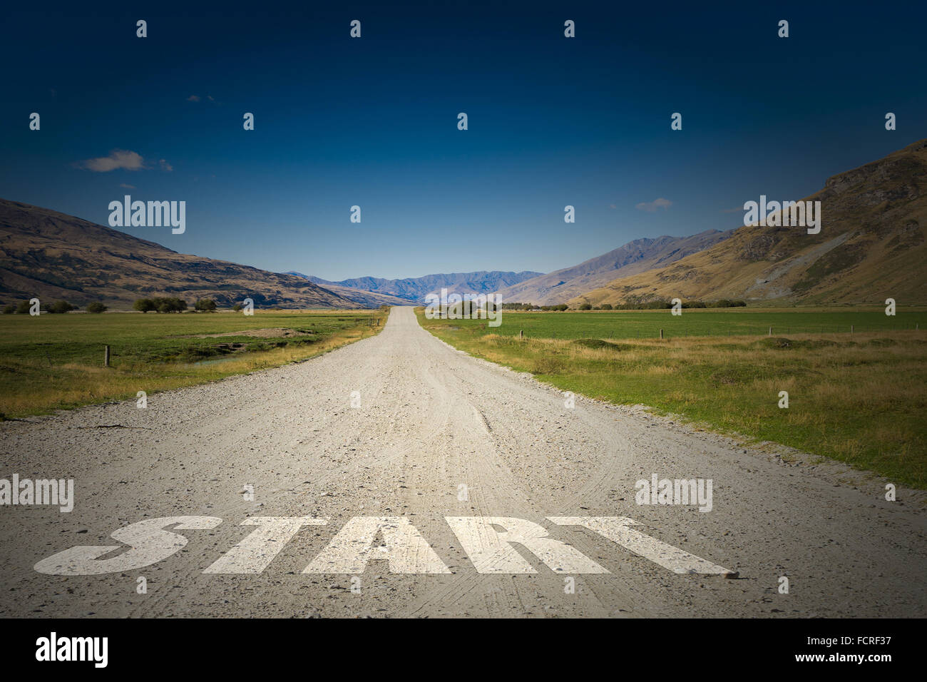 Start word as motivation writen on asphalt road Stock Photo - Alamy