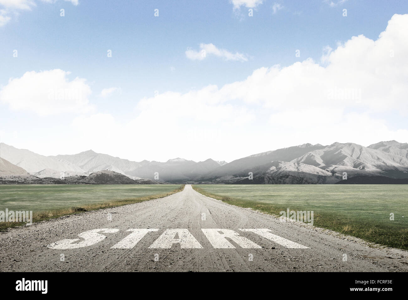 Start word as motivation writen on asphalt road Stock Photo - Alamy