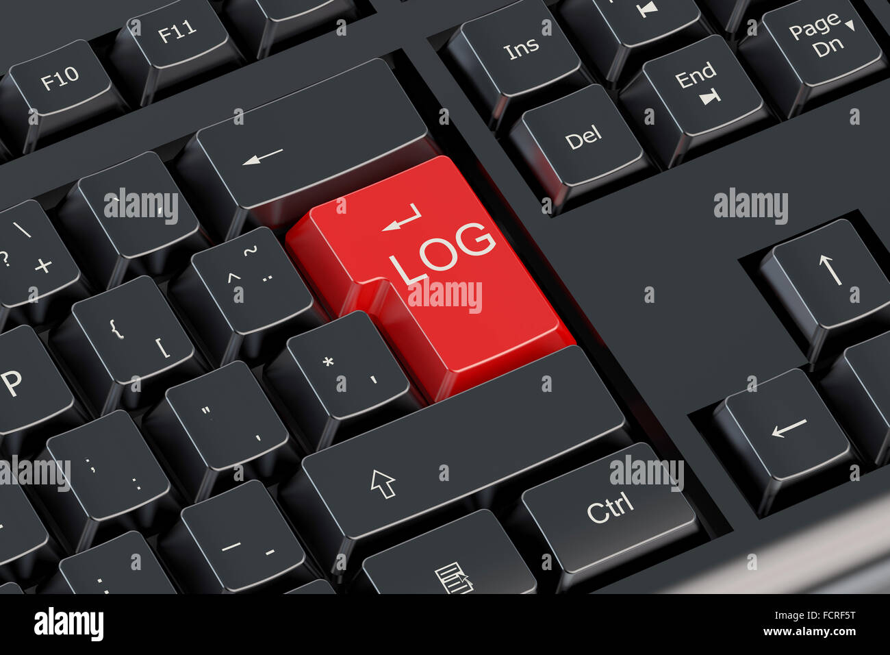 Log red key on the keyboard Stock Photo - Alamy
