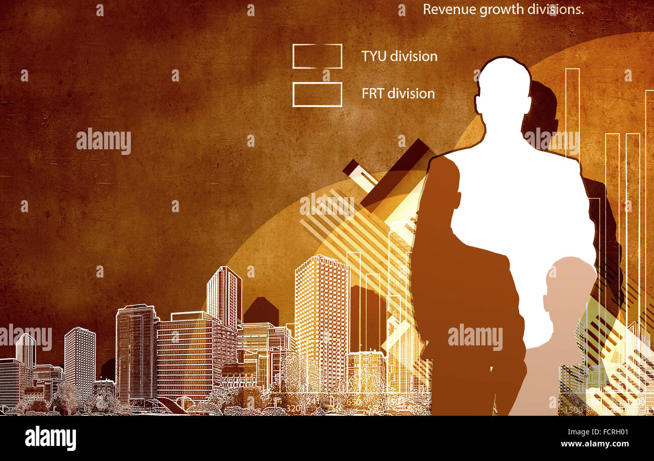 Back view of businessman and graphs at background Stock Photo - Alamy