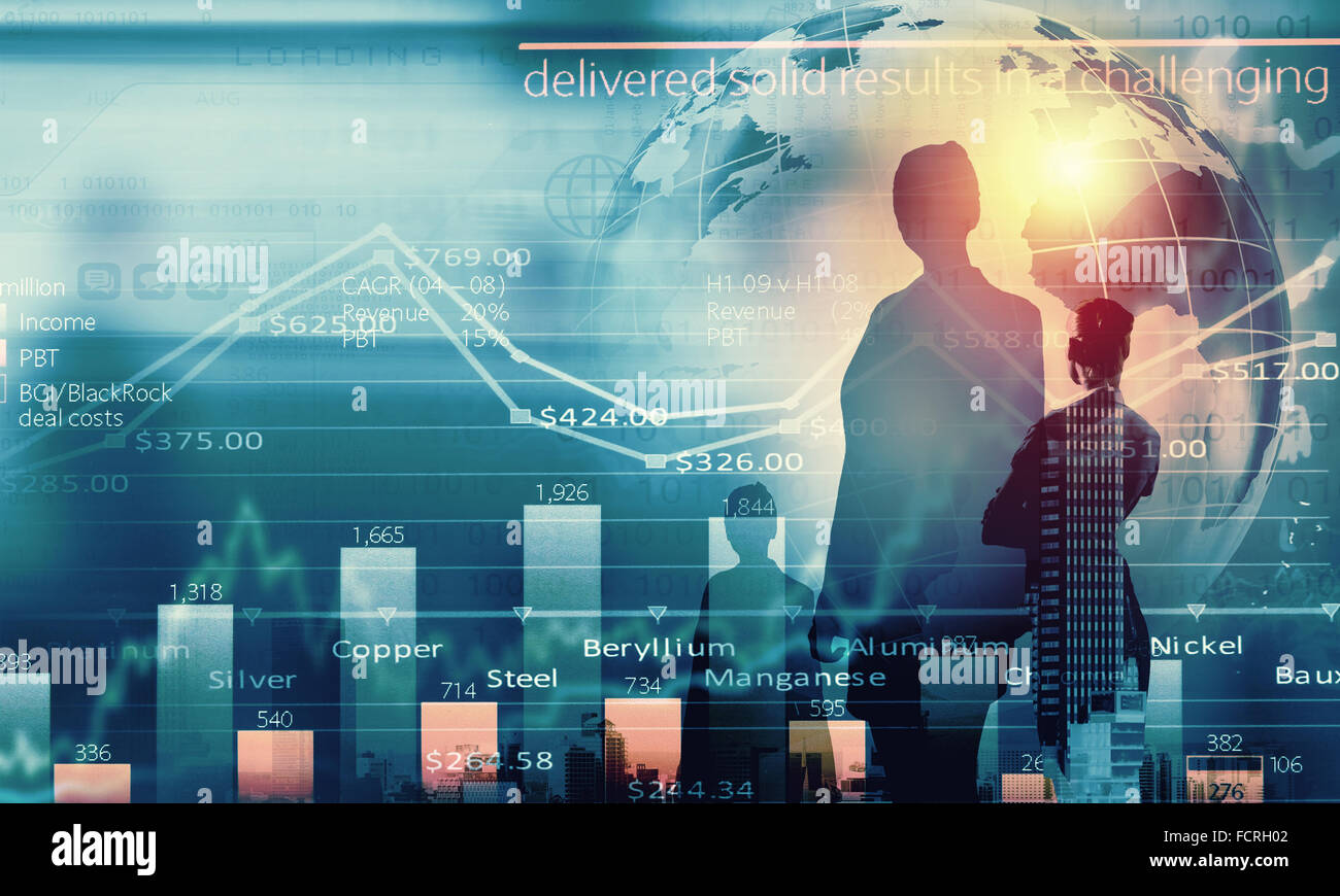 Back view of businesswoman and graphs at background Stock Photo - Alamy