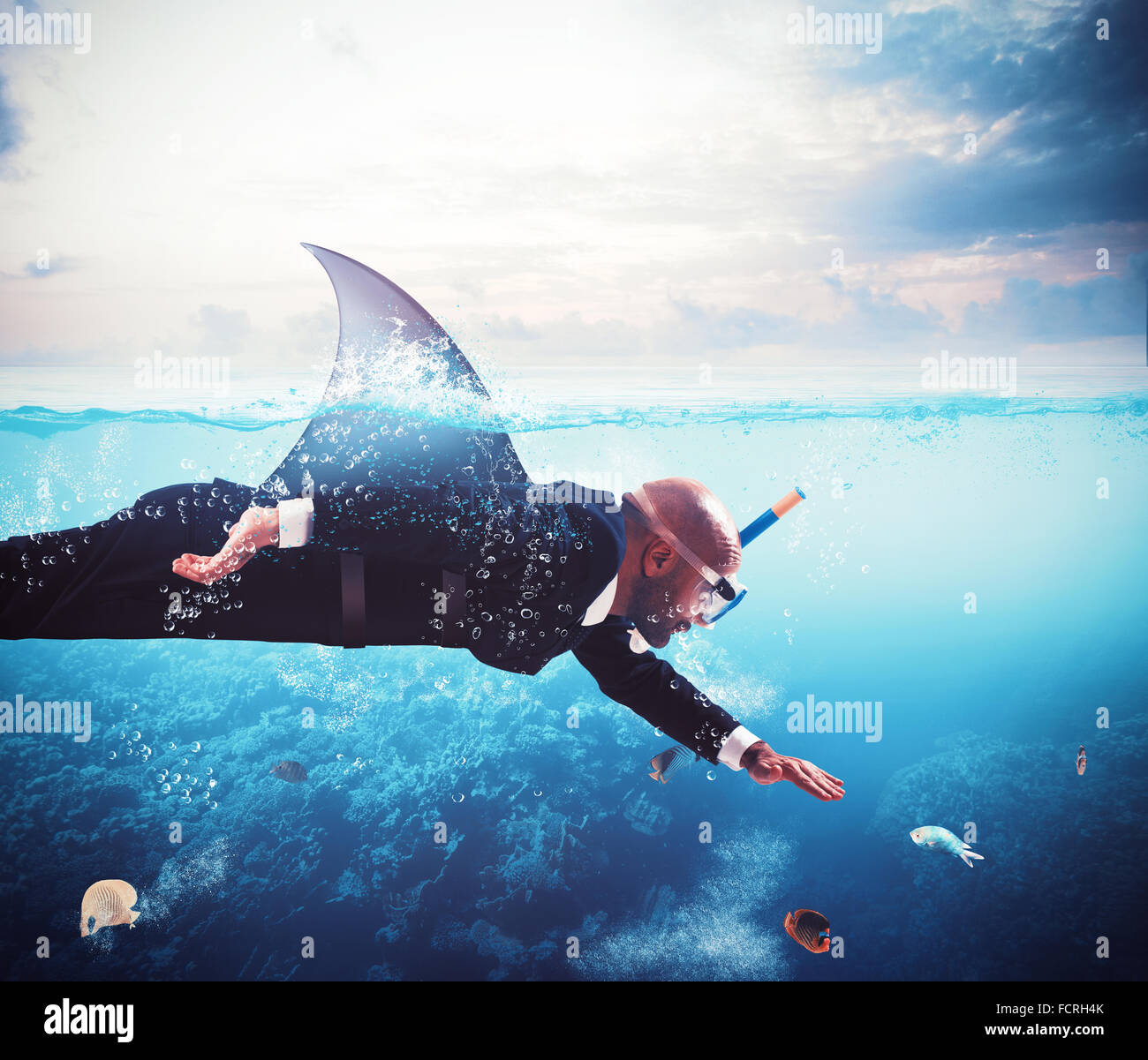 Shark and man hi-res stock photography and images - Alamy