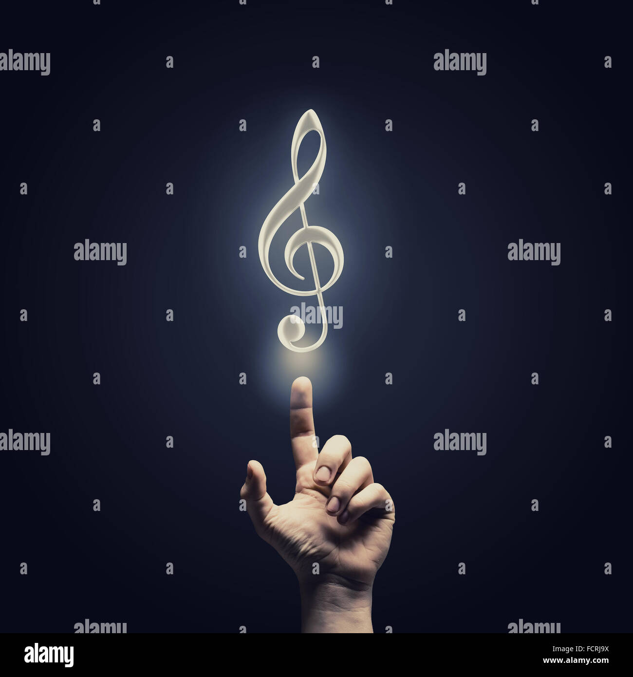 Male hand choosing music note symbol from media icons Stock Photo - Alamy