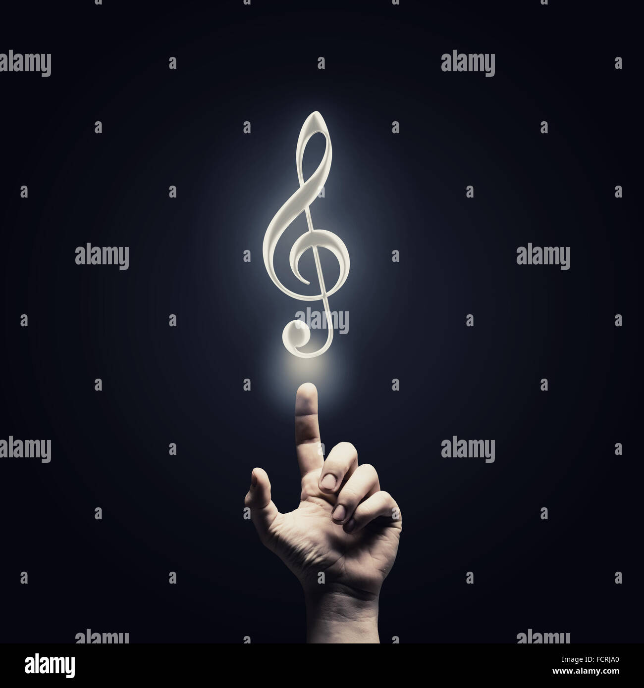 Male hand choosing music note symbol from media icons Stock Photo - Alamy