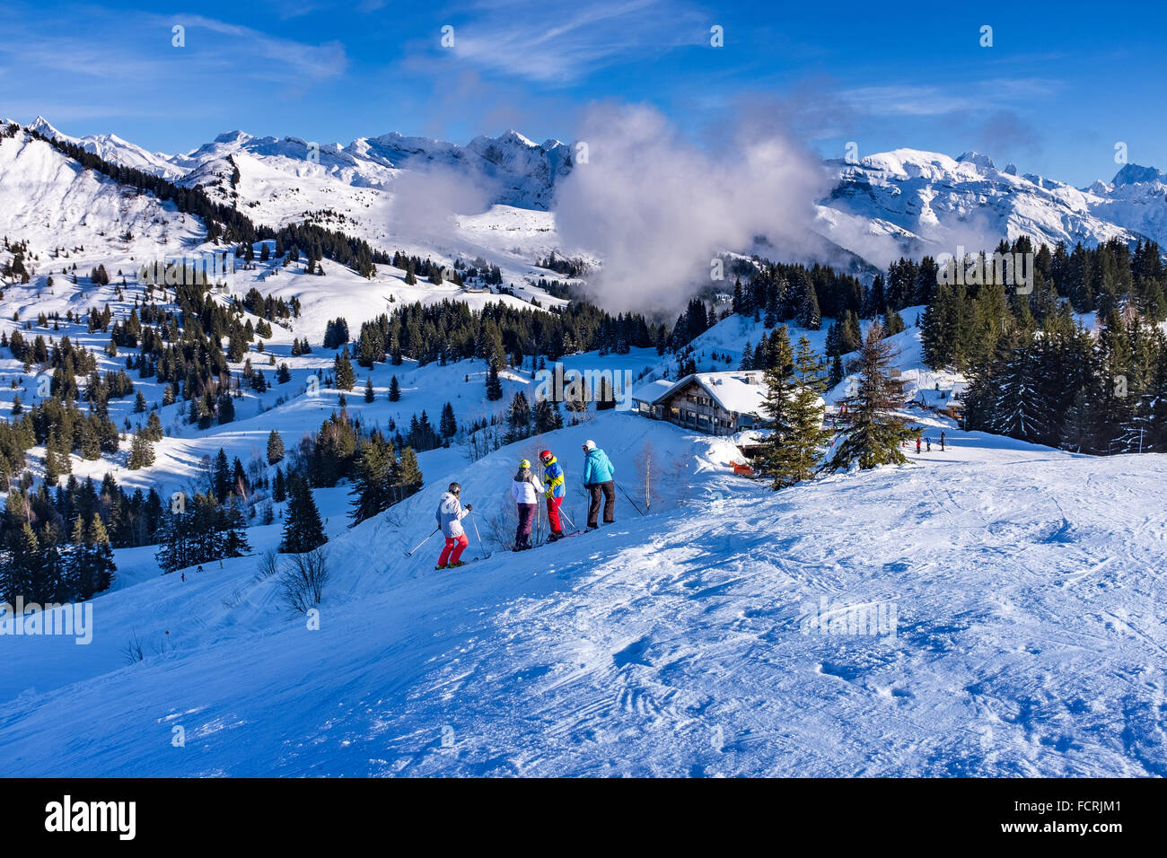 Les Gets ski resort and station on Portes Du Soleil domain in the ...