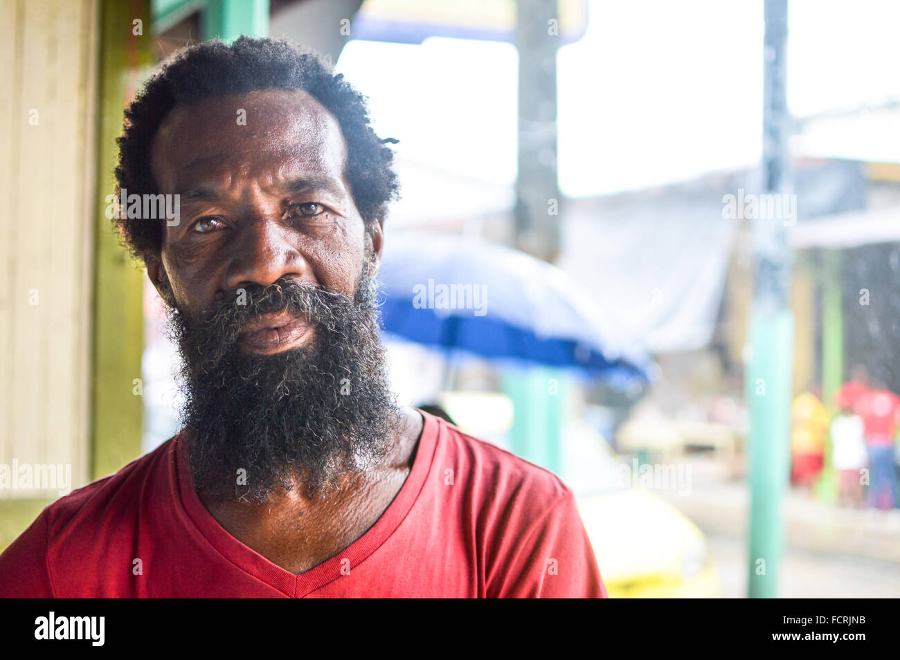 Bluefields, Nicaragua - July 15, 2015: Elderly Creole man looks into ...