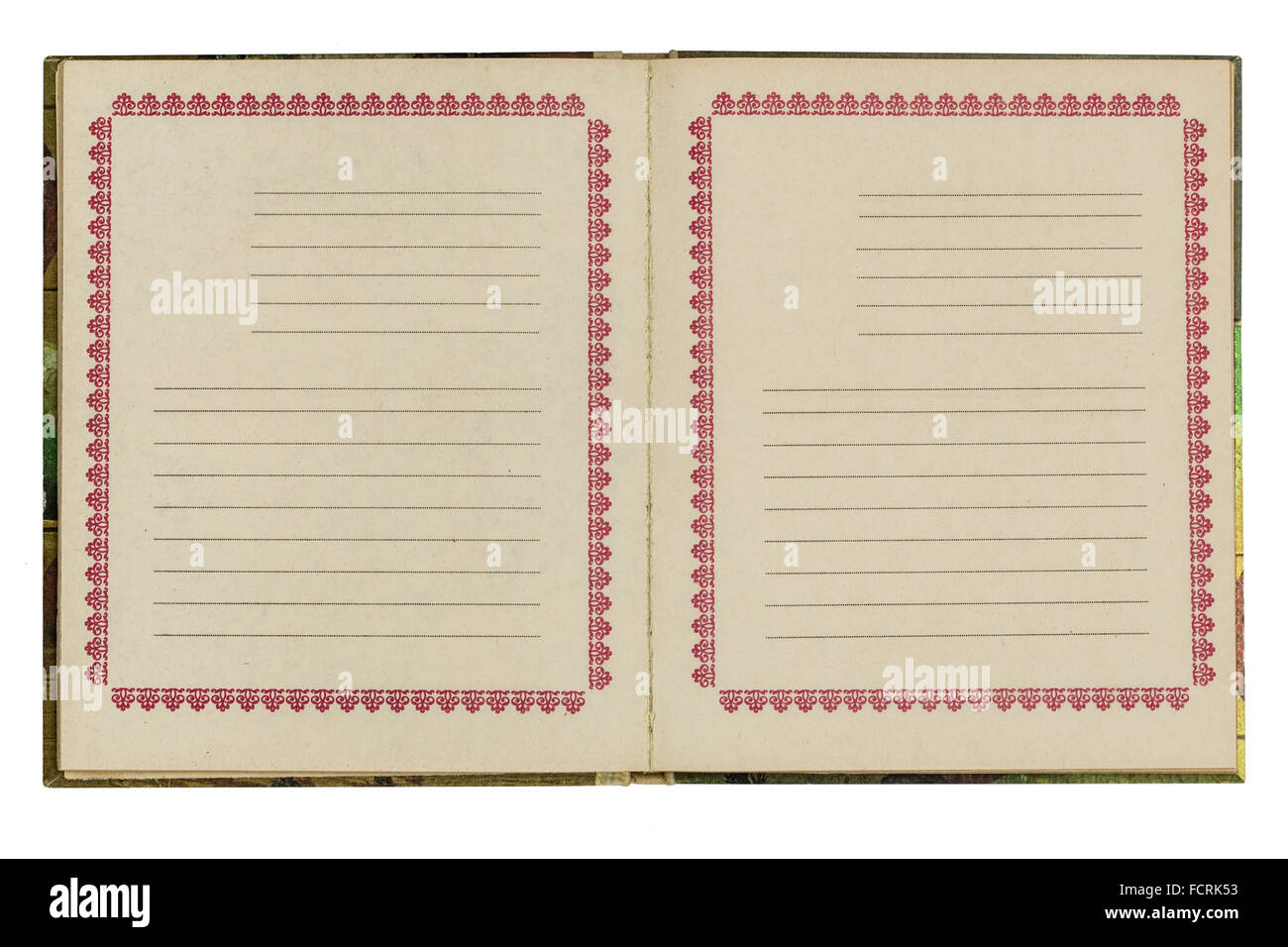 Open old notebook, isolated on white background Stock Photo - Alamy