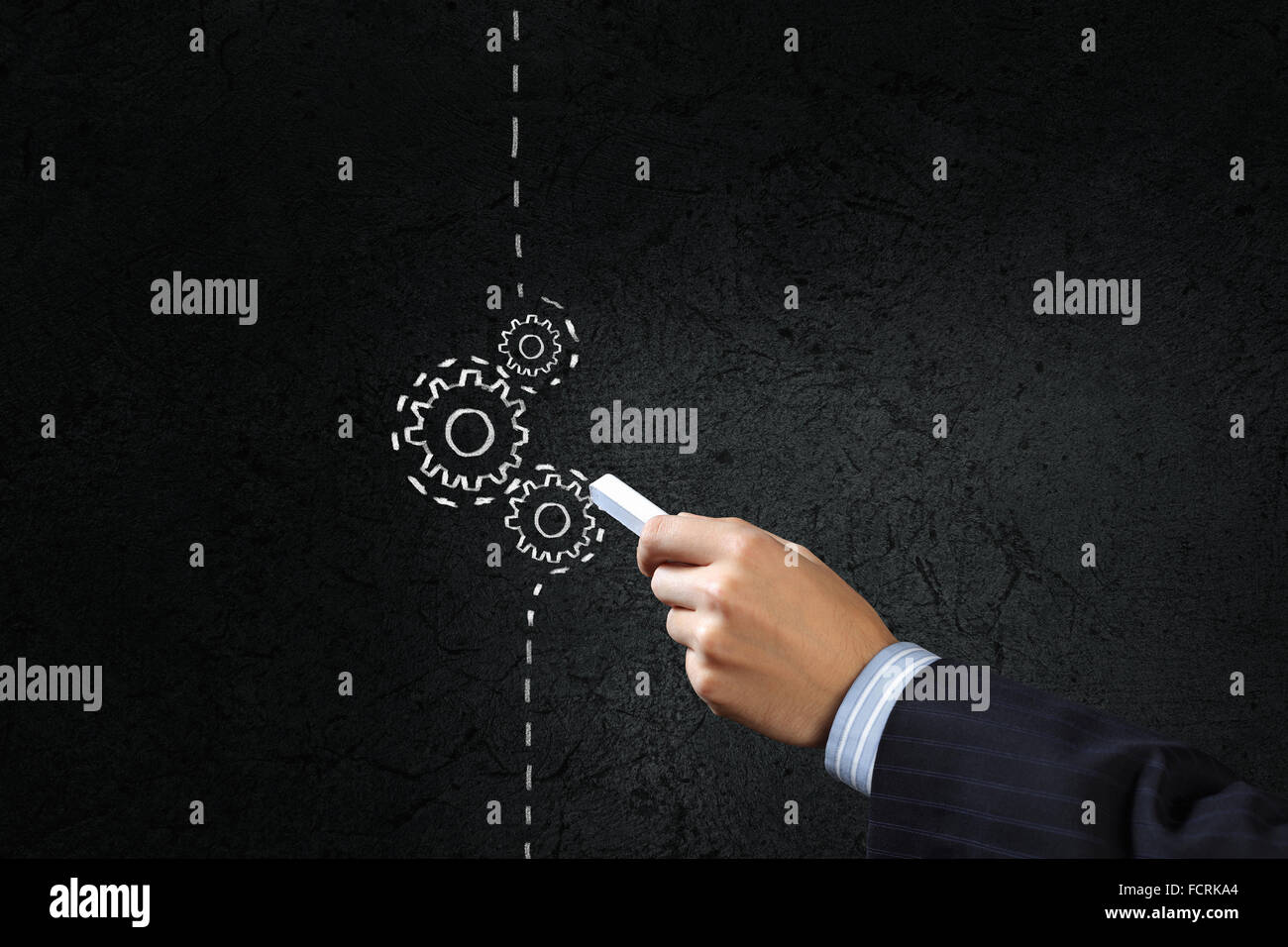 Close up of hand drawing gears mechanism with chalk Stock Photo - Alamy