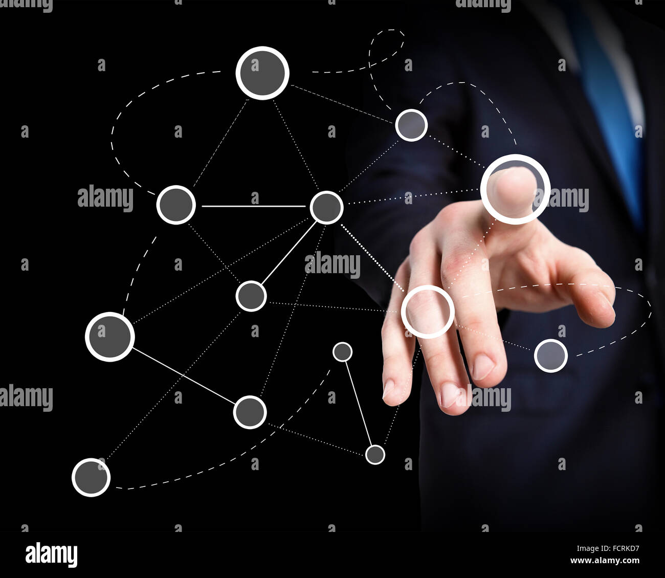 Human hand touching connection lines of network concept Stock Photo - Alamy