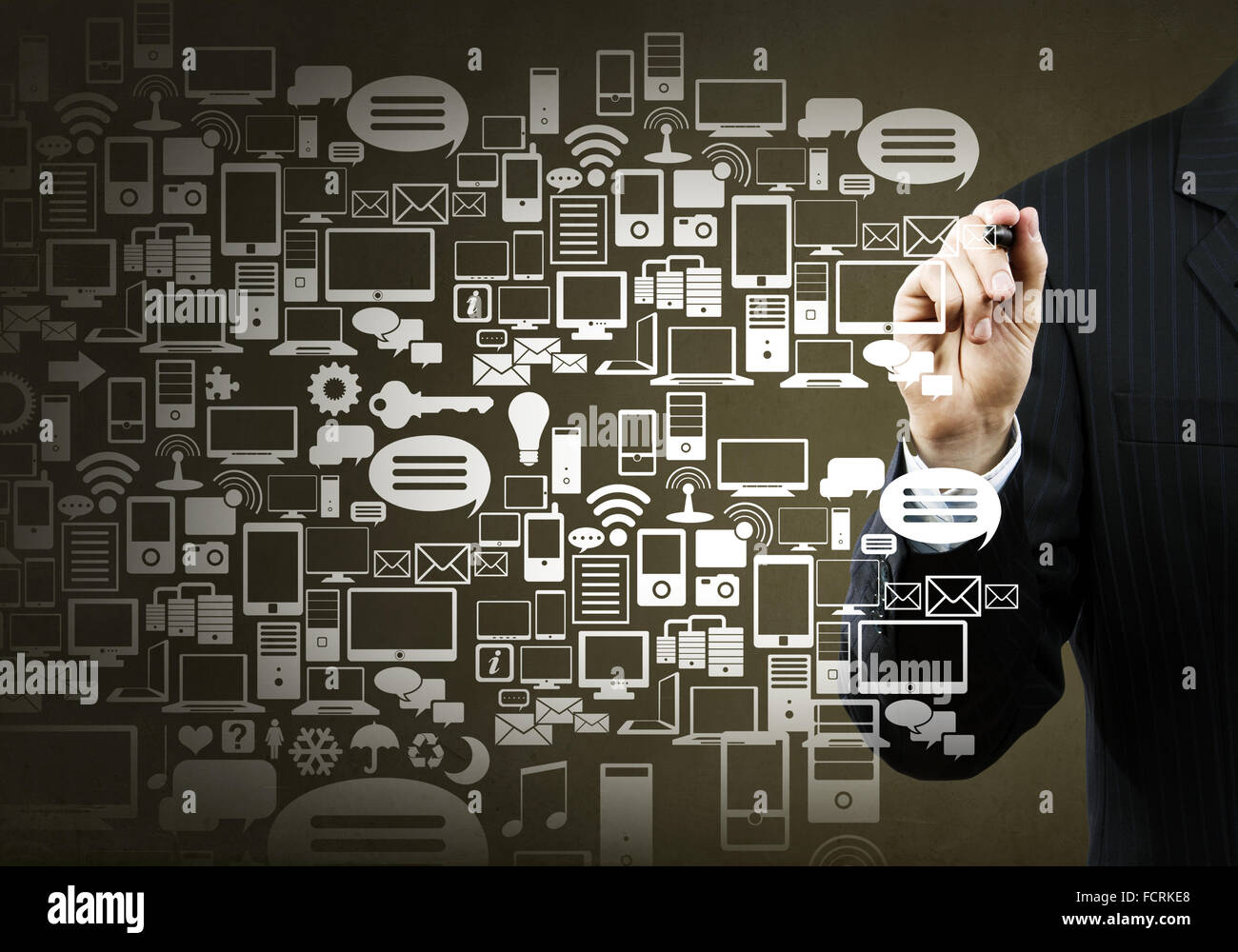 Human hand drawing connection lines of network concept Stock Photo - Alamy