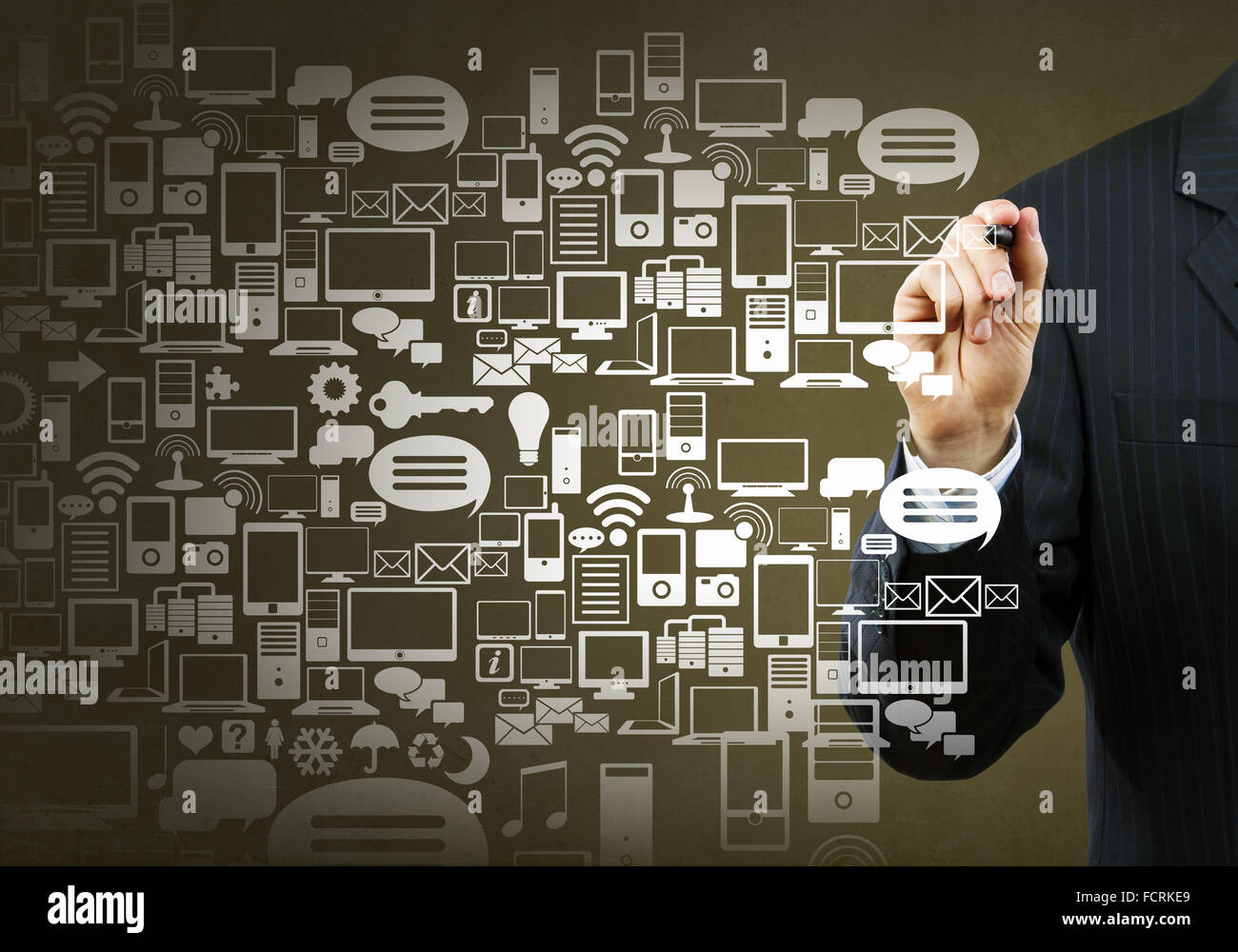 Human hand drawing connection lines of network concept Stock Photo - Alamy