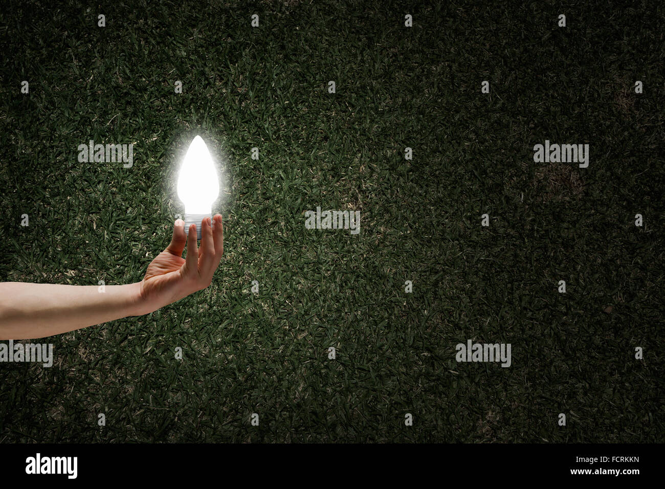 Human hand on dark background holding light bulb Stock Photo - Alamy