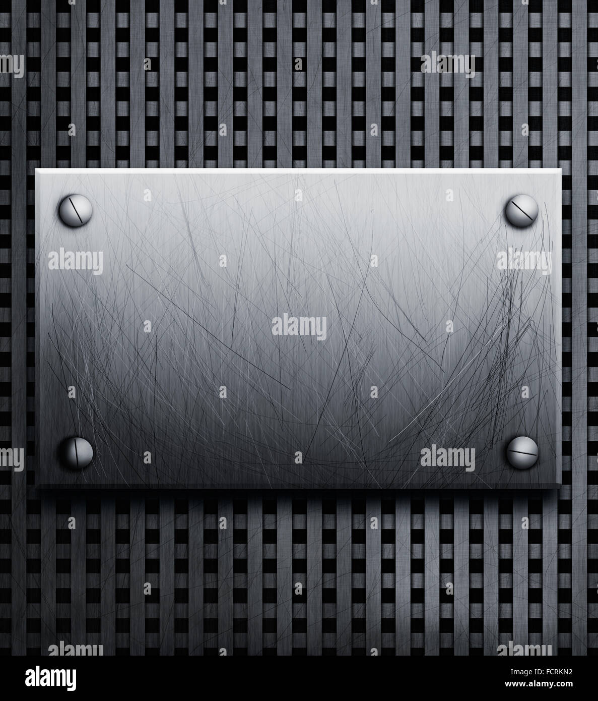 Metal background with plate and rivet Stock Photo - Alamy