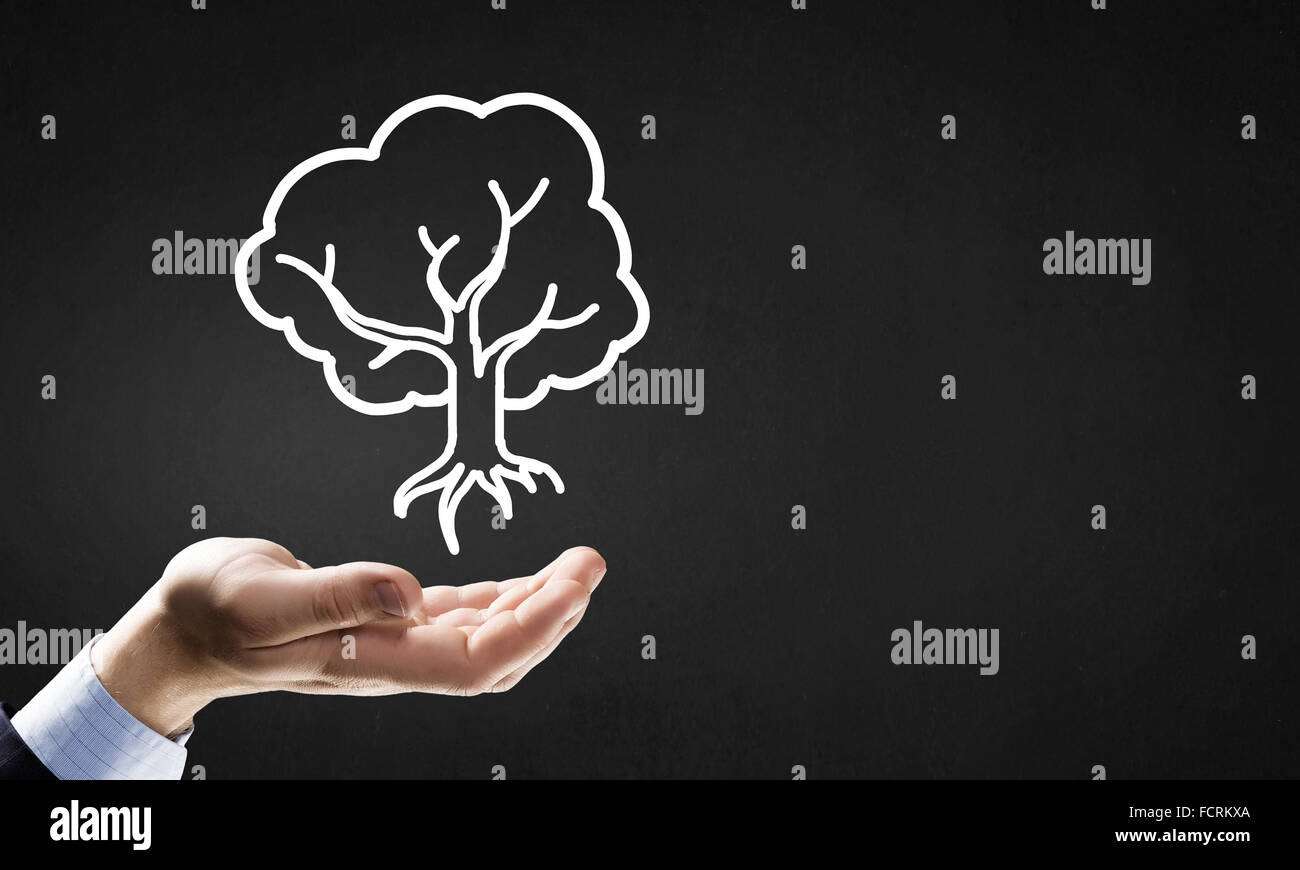 Drawing hand holding tree hi-res stock photography and images - Alamy