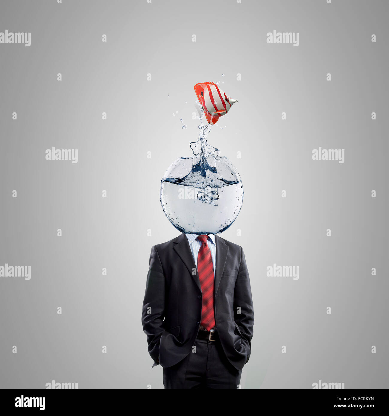 Man fishbowl head hi-res stock photography and images - Alamy
